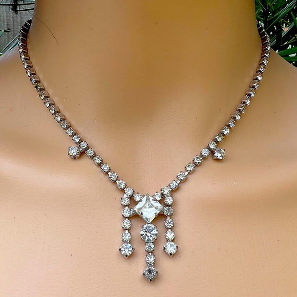 Jewelry | Vintage Clear Rhinestone Necklace | Poshmark